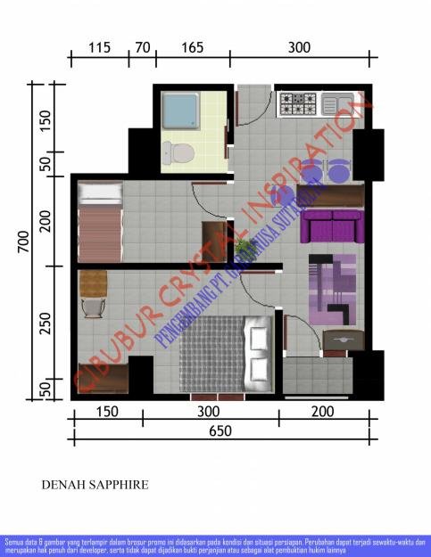 APARTEMENT CIBUBUR CRYSTAL: DENAH UNIT APARTEMENT